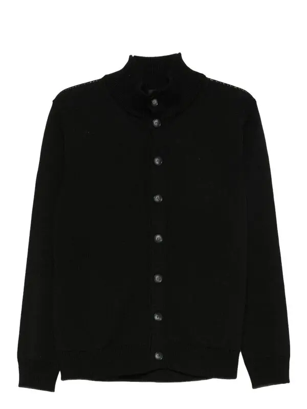 CENERE GB Sweater With Stand Collar - Black