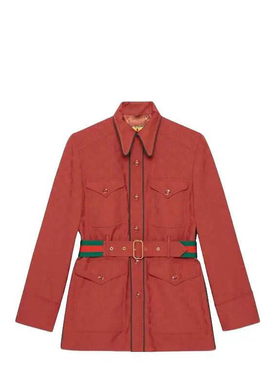 Gucci Gg Trefoil Jacquard Jacket - Brick Red