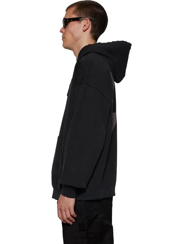 44 LABEL GROUP Lasered Classic Hoodie - Black And Solid Lasered
