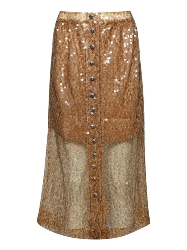 Rabanne Sequined Midi Skirt - Amber