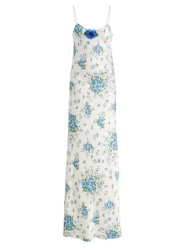 RODARTE Floral-print Silk Slip Gown - White