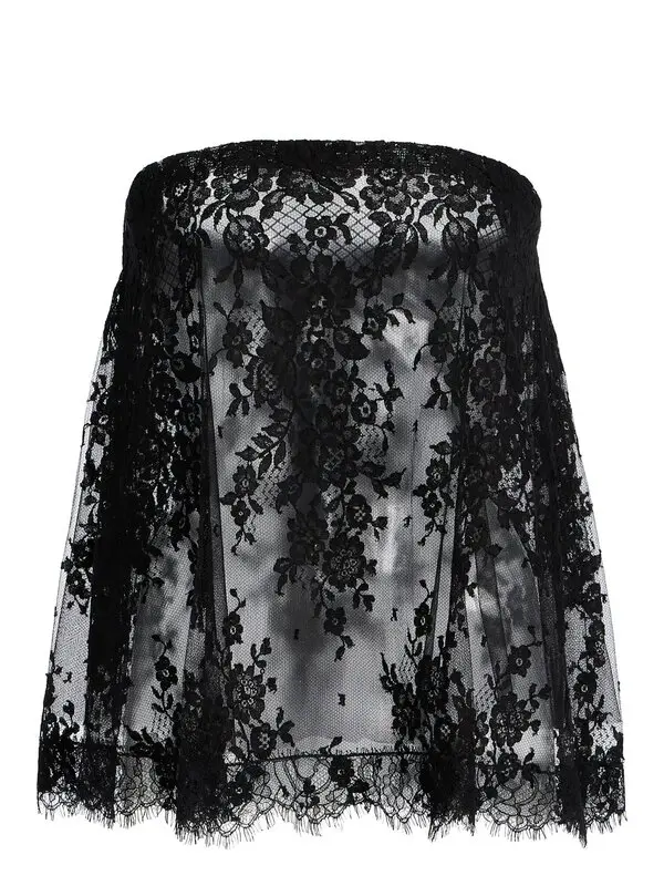 RODARTE Semi-sheer Lace Top - Black