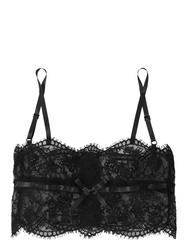 Dolce & Gabbana Satin-trimmed Chantilly Lace Top - Black