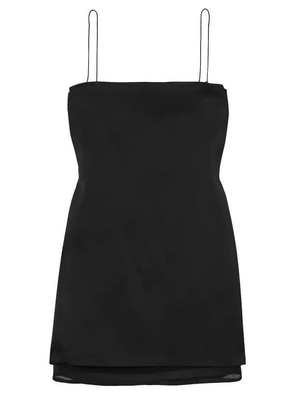 Jacquemus The Mia Layered Crepe De Chine-trimmed Satin Mini Dress - Black