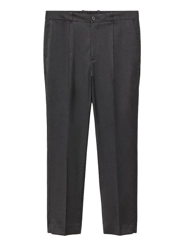 Mango Pleated Slim Fit Trousers - Dark Heather Grey
