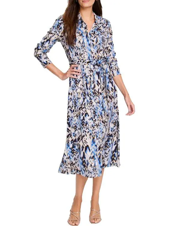 NIC+ZOE Washed Chevron Shirtdress - Blue Multi