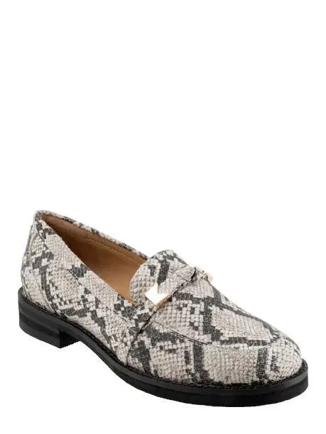 Trotters Femi Loafer - Black/ White Snake Embossed
