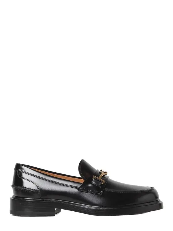 TOD'S Leather Loafers With Gold Tone Hardware - Black