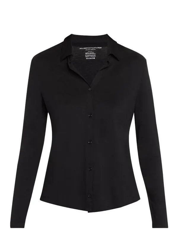 Majestic Filatures Soft Touch Button-front Shirt - Chocolate