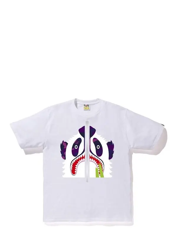 A BATHING APE Camo Panda Tee Shirt - White/purple