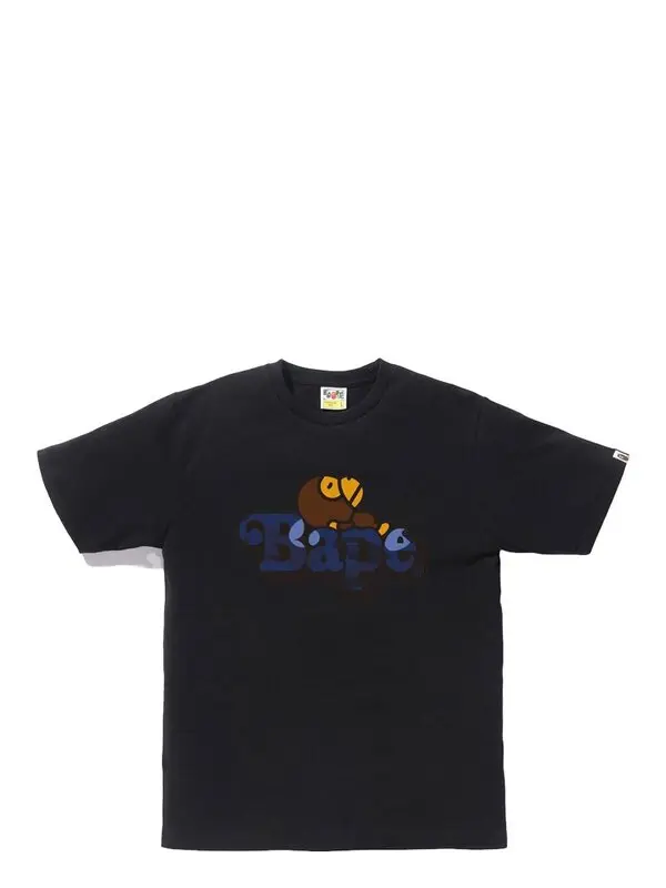A BATHING APE Camo Milo On Tee Shirt - Black/blue