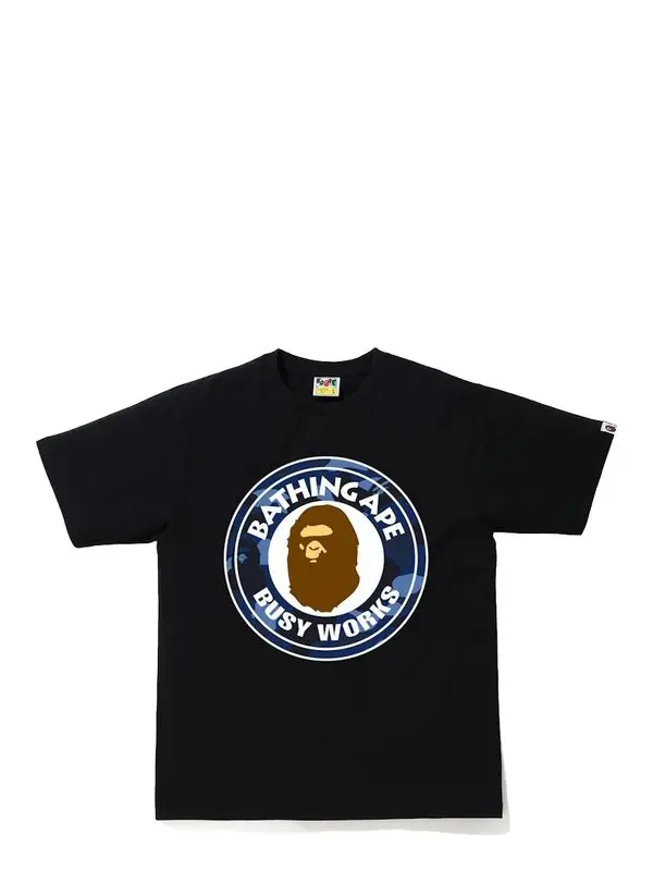 A BATHING APE Camo Busy Works T-shirt - Black/navy Blue