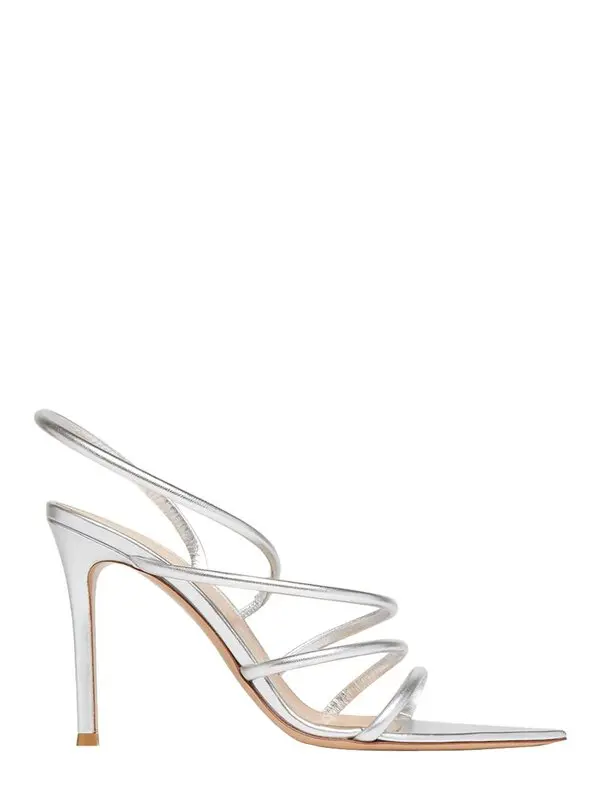 GIANVITO ROSSI Metallic Strappy Sandals - Silver