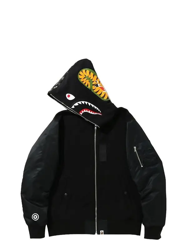BAPE Digital Camo Shark Full Zip Hoodie - Black