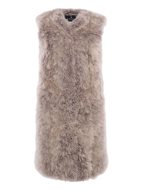 Gorski Cashmere Goat Fur Collarless Vest - Taupe
