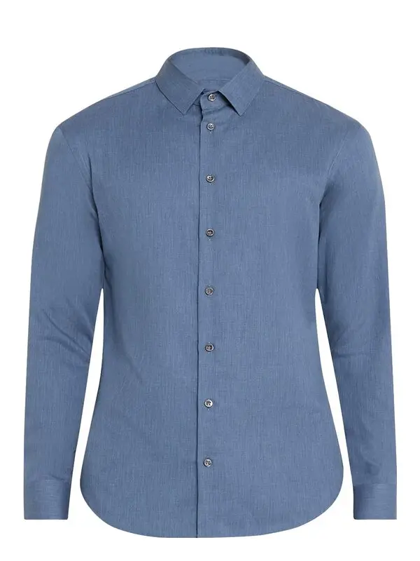 Giorgio Armani Tonal Chevron Sport Shirt - Solid Medium Blue