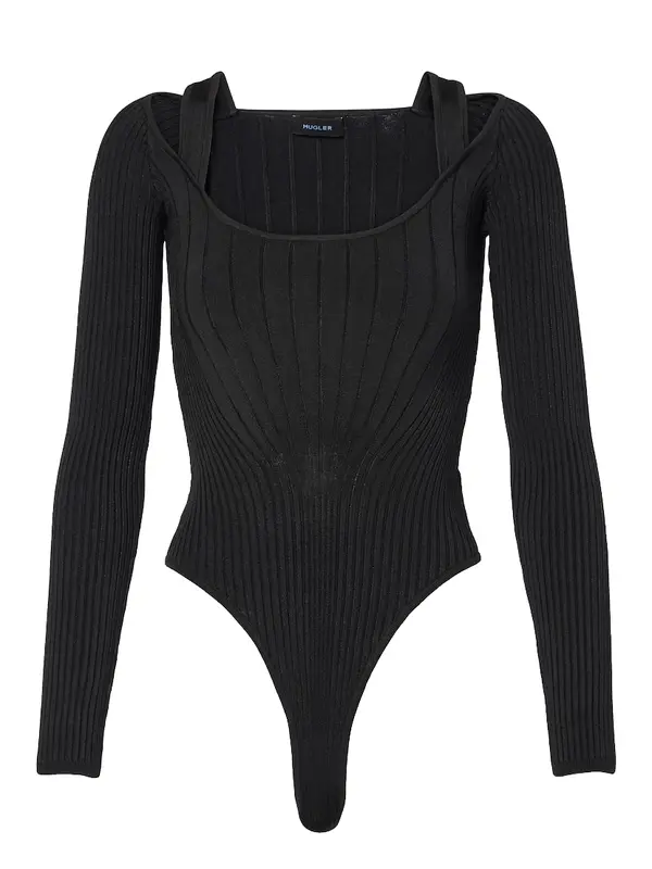 MUGLER Knitted Bodysuit - Black