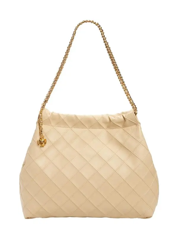 Tory Burch Fleming Quilted Leather Hobo Bag - Vanilla Soft Serve