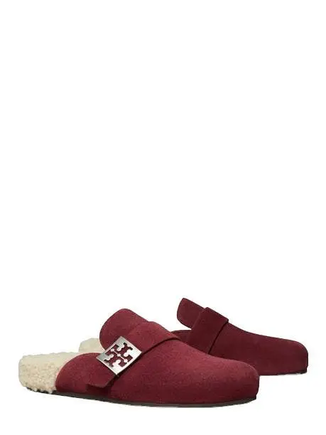 Tory Burch Mellow Faux Shearling Lined Mule - Dark Carmine /taupe