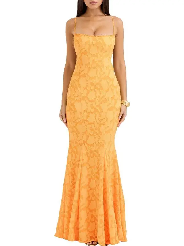 House Of Cb Joan-a Lace-up Back Maxi Dress - Flax
