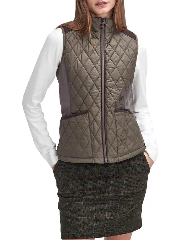 Barbour Highfield Mixed Media Vest - Winter Moss/classic