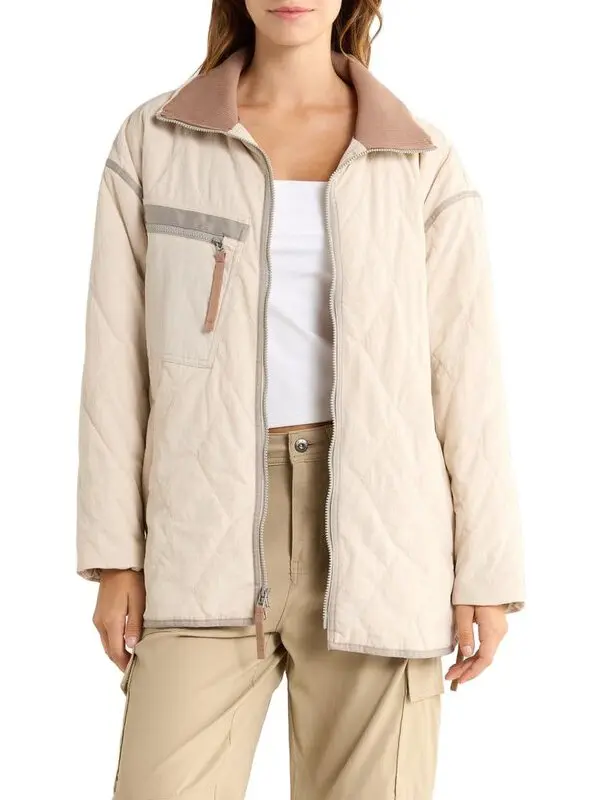 Prana Encinitas Water Repellent Quilted Field Coat - Almond