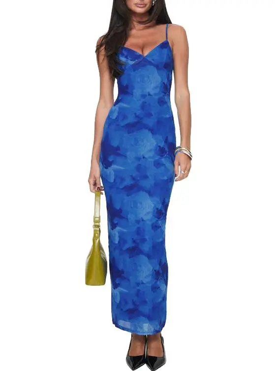 Princess Polly Hathaway Floral Maxi Dress - Blue