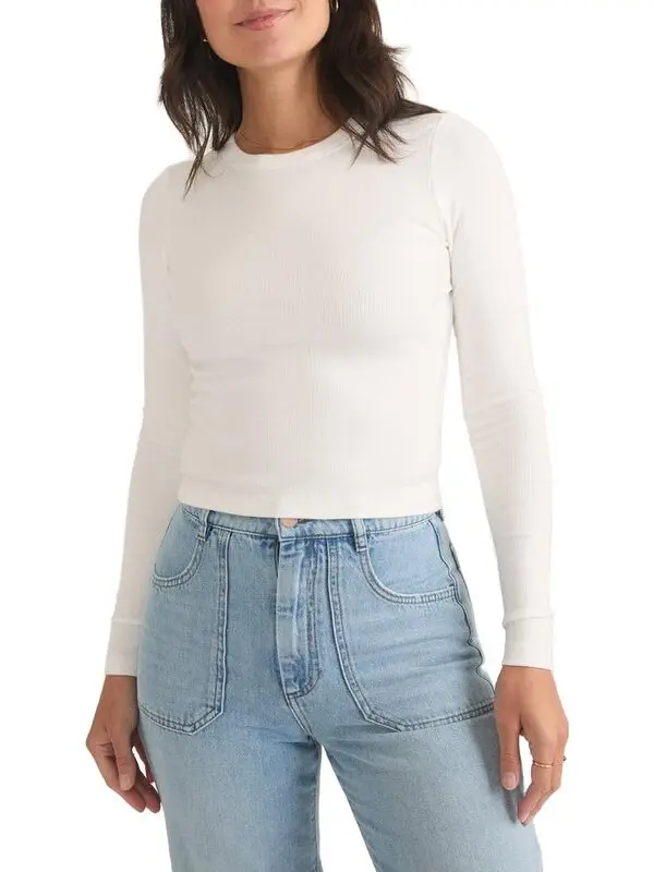 Marine Layer Lexi Sun-in Rib Long Sleeve T-shirt - White
