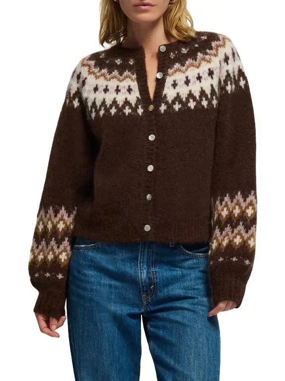 Nation Ltd Lula Fair Isle Cardigan - Coffee