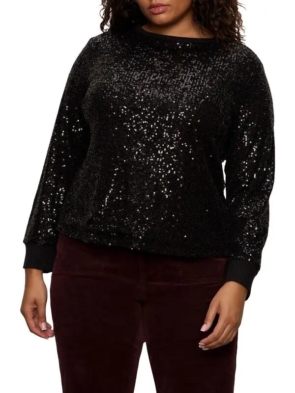 Sanctuary Sequin Long-sleeve Top - Black