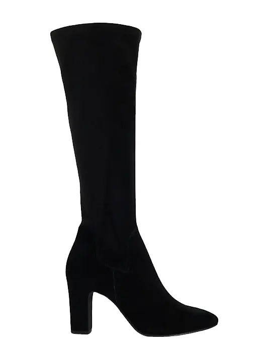 DUNE Suede Knee-high Block-heel Boots - Black Suede Mix