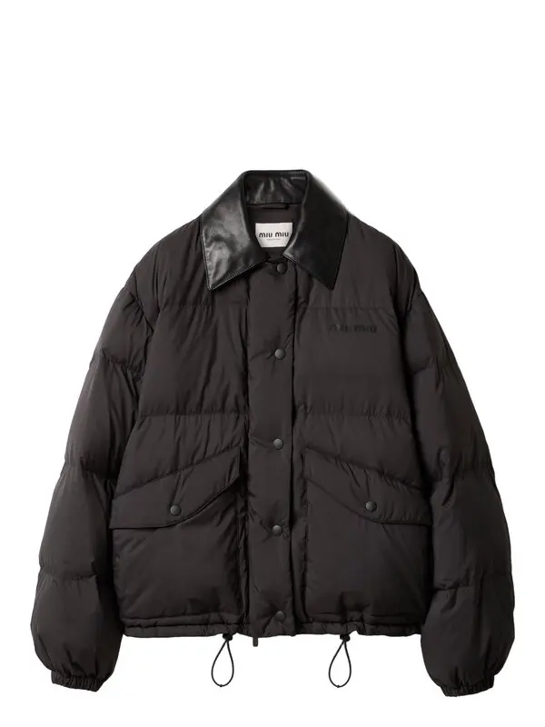 Miu Miu Technical Pongé Cropped Down Jacket - Black