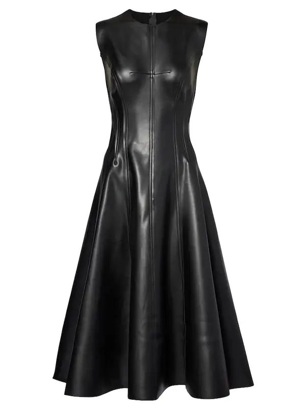 Norma Kamali Grace Faux Leather Dress - Black