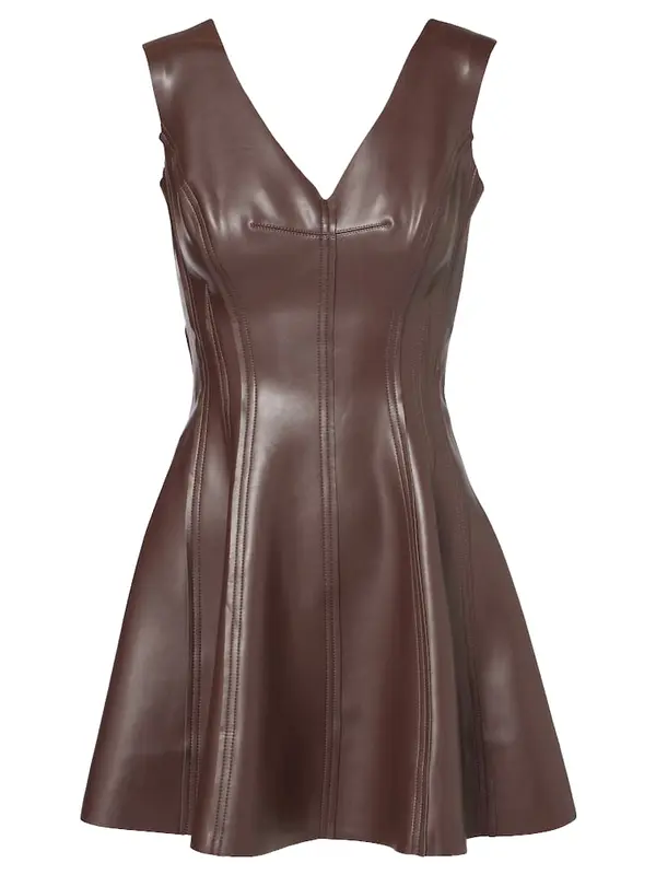 Norma Kamali Faux Leather Mini Dress - Black