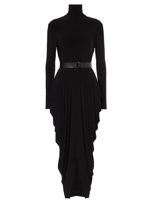 Norma Kamali Draped Turtleneck Midi Dress - Black