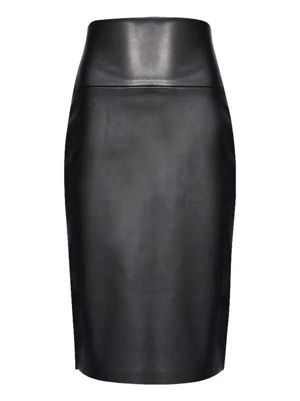 Norma Kamali Faux Leather Pencil Skirt - Black