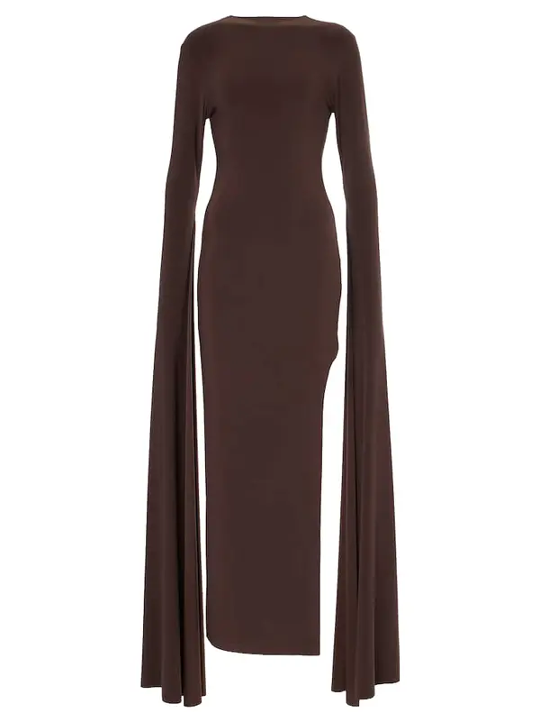Norma Kamali Draped Jersey Gown - Brown