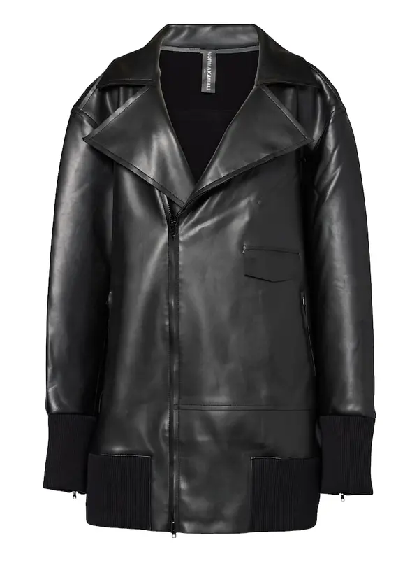 Norma Kamali Oversized Faux Leather Jacket - Black