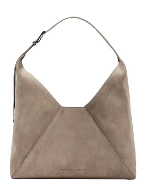 Brunello Cucinelli Suede Shoulder Bag - Grey