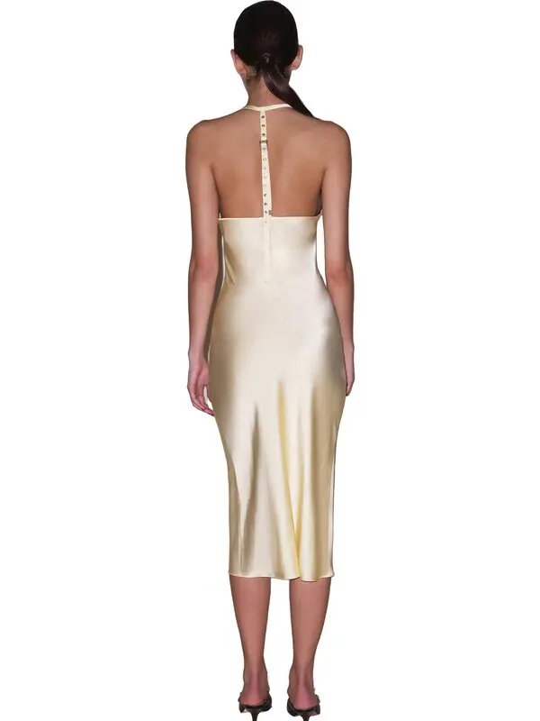 Fleur Du Mal Buckle T-strap Dress - Buttercream