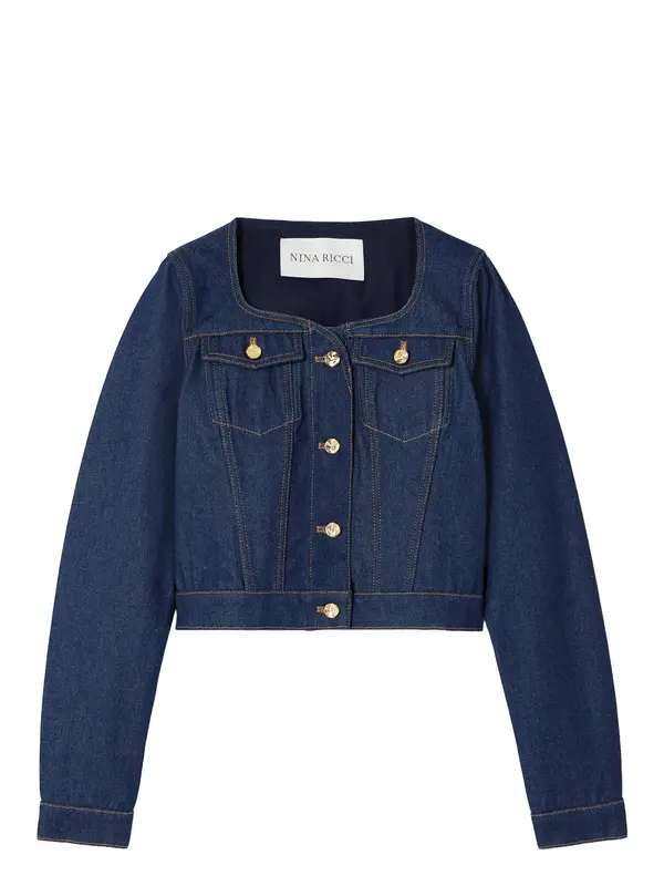 Nina Ricci Cropped Denim Jacket - Blue