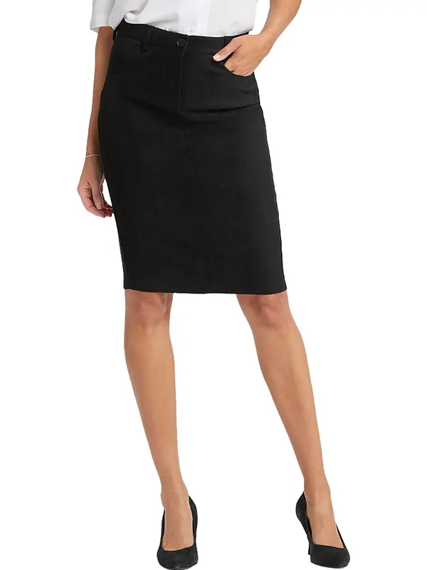 NYDJ Pencil Faux Suede Skirt - Black