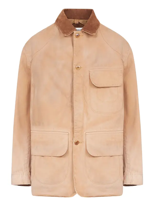 MAISON MARGIELA Corduroy-collar Waxed Cotton Jacket - Neutrals
