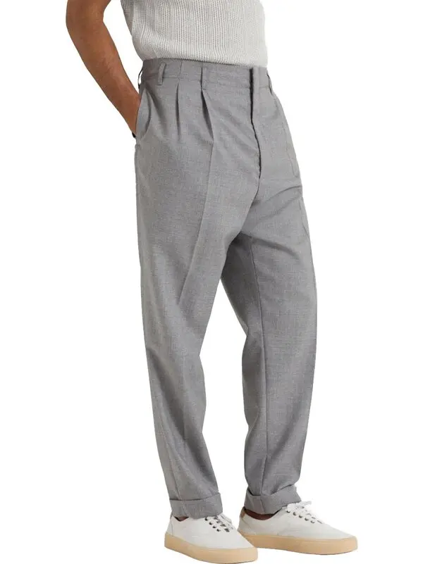 Brunello Cucinelli Tapered Virgin Wool Trousers - Grey