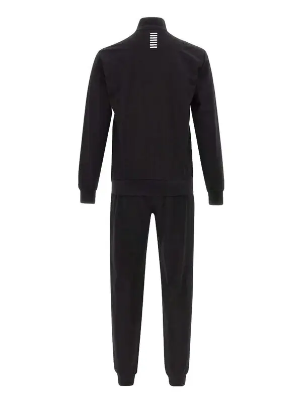 EA7 Core Identity Cotton Tracksuit With Zip And Stand Collar - Black