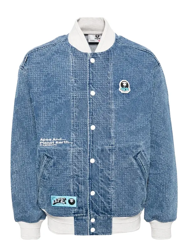 AAPE BY *A BATHING APE® Denim Bomber Jacket - Blue