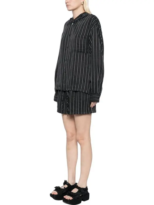 B+AB Stripe Hoodie And Shorts Set - Black