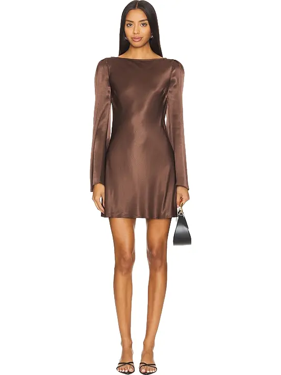 STONE COLD FOX X Basier Mini Dress - Coffee Brown