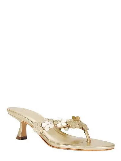Raye Zoey Floral Embellished Metallic Heeled Sandal - Light Gold