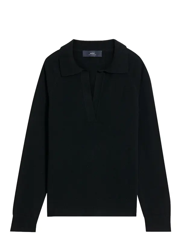 Arch4 Gladiolus Cashmere Polo Sweater - Black